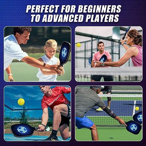 Pickleball Paddles Set of 2, USAPA Approved Carbon Fiber Pickleball Paddle with Enhanced Honeycomb Core and Anti-Slip Cushioned Grip, Fritton Pickleball Set for Beginners to Advanced Players