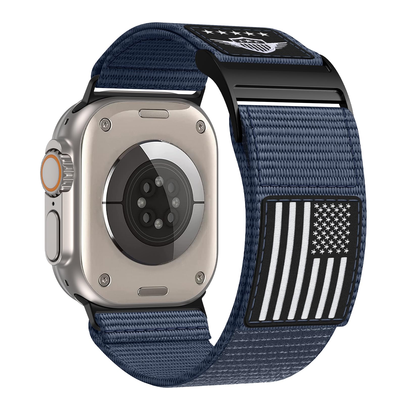 Rugged Nylon Band for Apple Watch Ultra Band 49mm 45mm 44mm 42mm,Soft Sport Loop Adjustable Wristbands Replacement Strap for Apple Watch Band iWatch Ultra Series 9/8/7/SE/6/5/4/3/2/1,USA Flag light blue