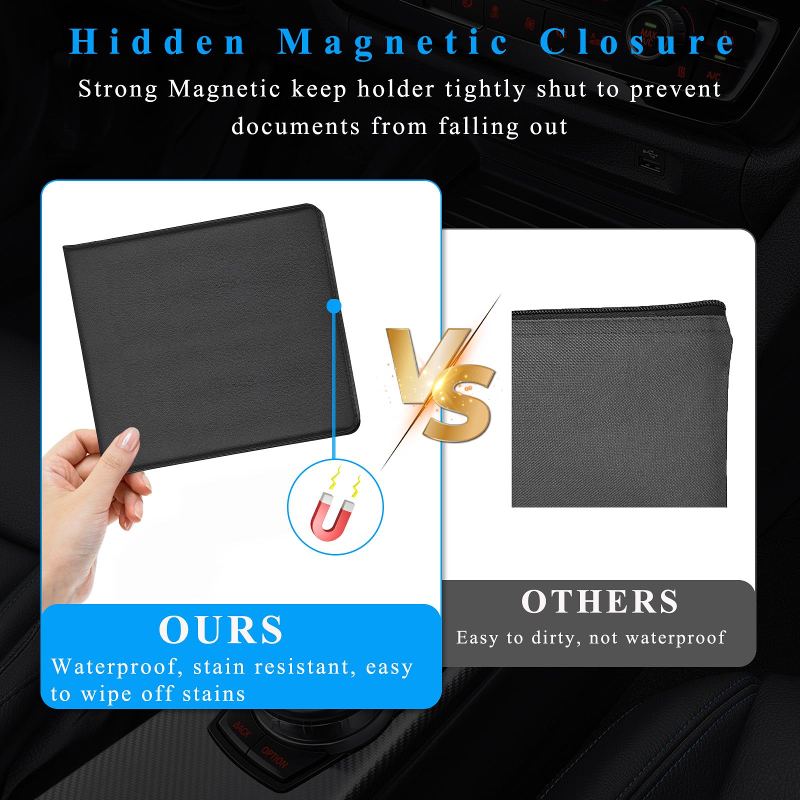 Kewucn 2 Pack Car Registration Insurance Holder, 10.55''×4.8'' Essential Auto Card Glove Box Organizer, Vehicle Interior Accessories Perfect for Most Car, Truck, SUV(Black)