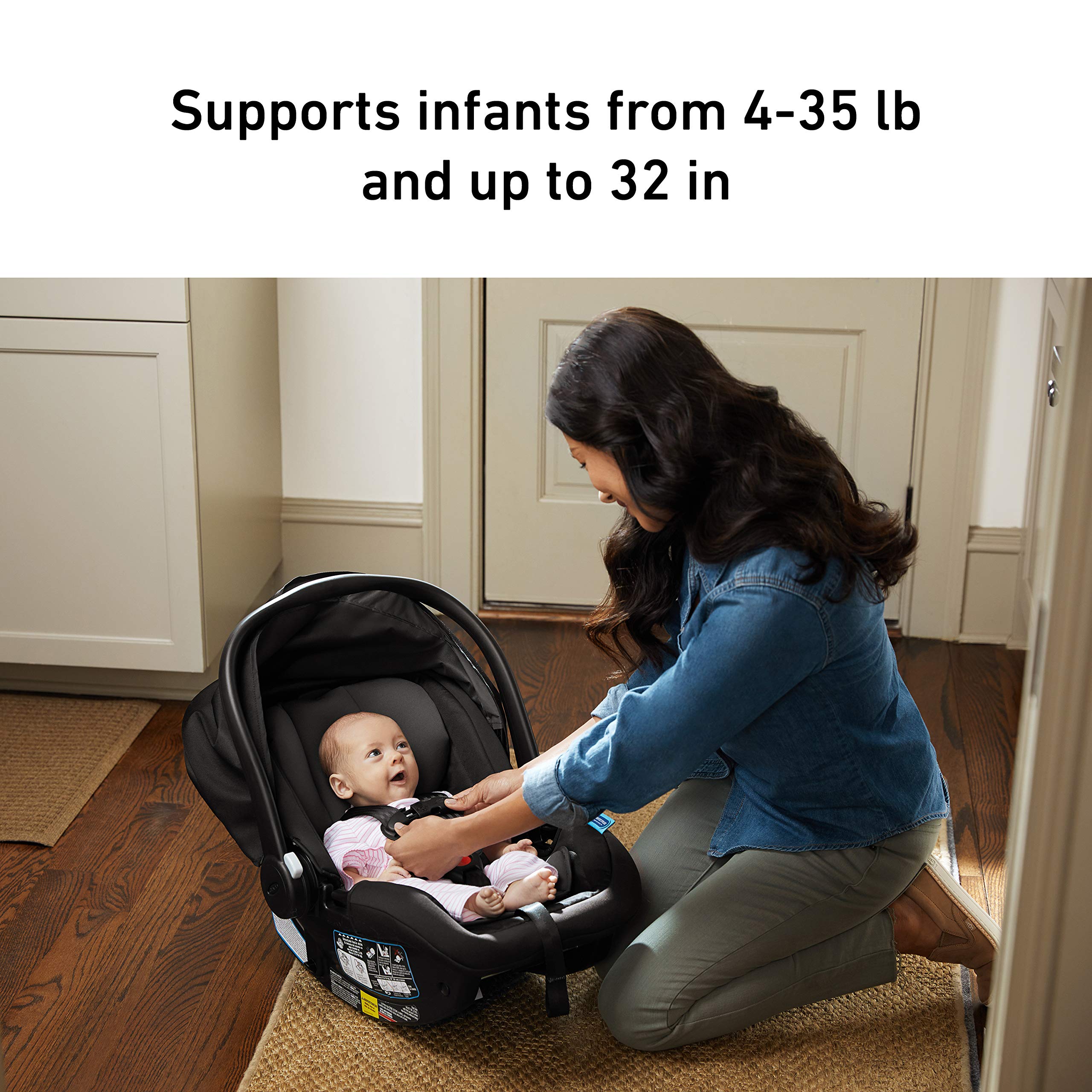 Graco SnugFit 35 Infant Car Seat | Baby Car Seat with Anti Rebound Bar, Gotham & SnugRide Lite Infant Car Seat Base, Black