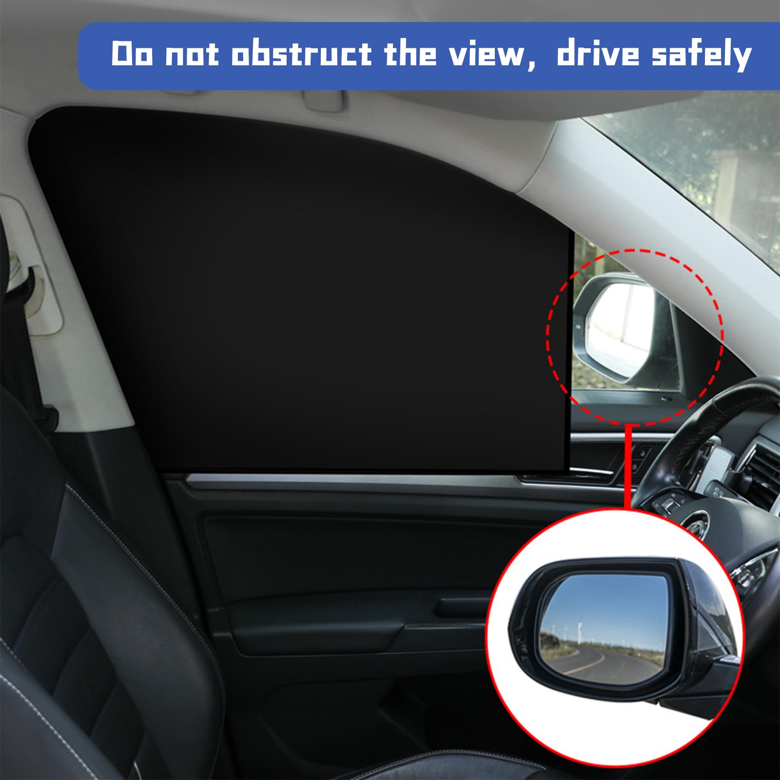 NGHEY 4 PCS Opaque Car Window Sunshade, Black Glue/Silver Titanium Cloth Full Blackout Sunshade, Heat Insulation and Sunscreen Window Curtain, Suitable for Most Models (Black)