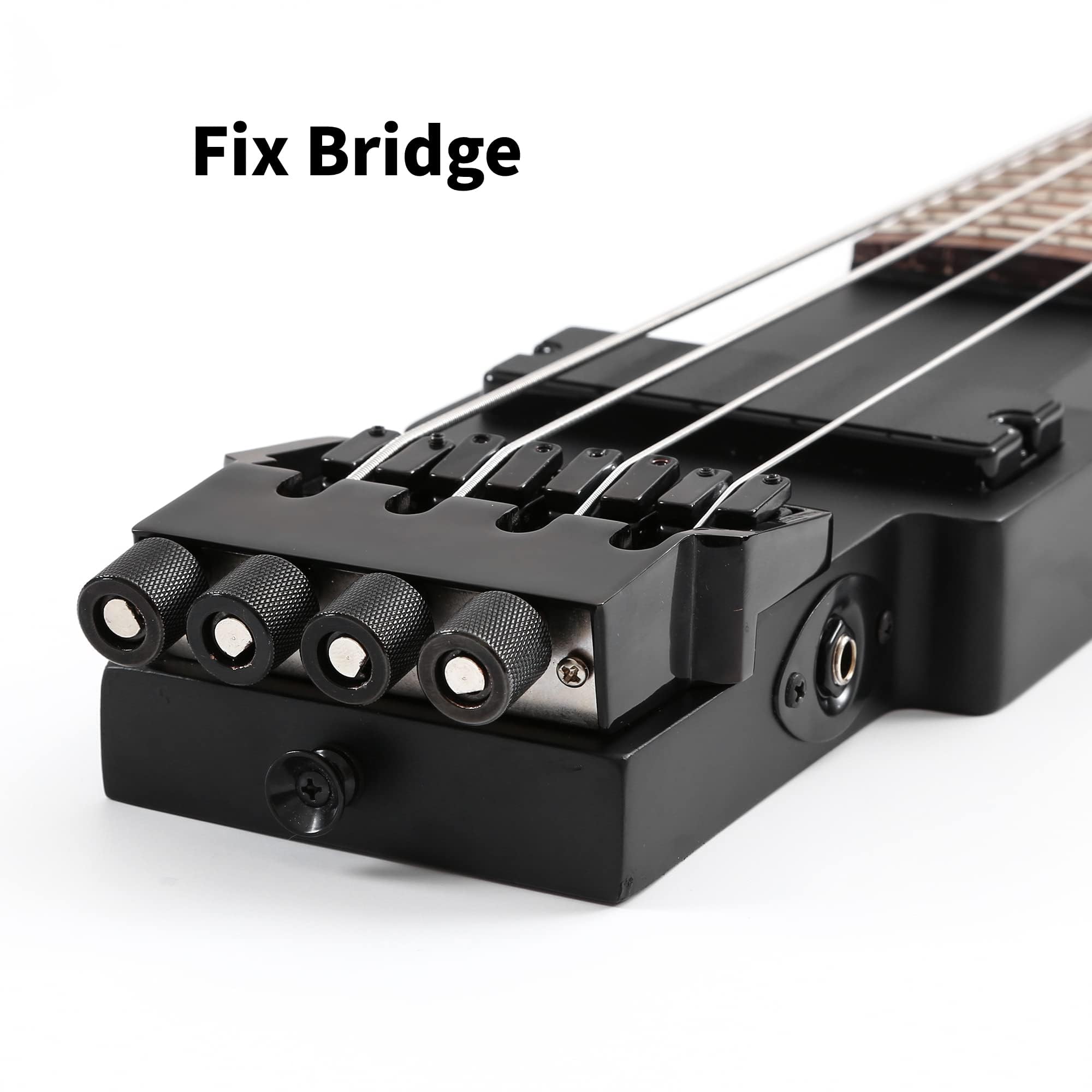 Travel Bass Guitar Electric, Headless Electric Bass Guitar 4 Strings with Gigbag & Truss Road