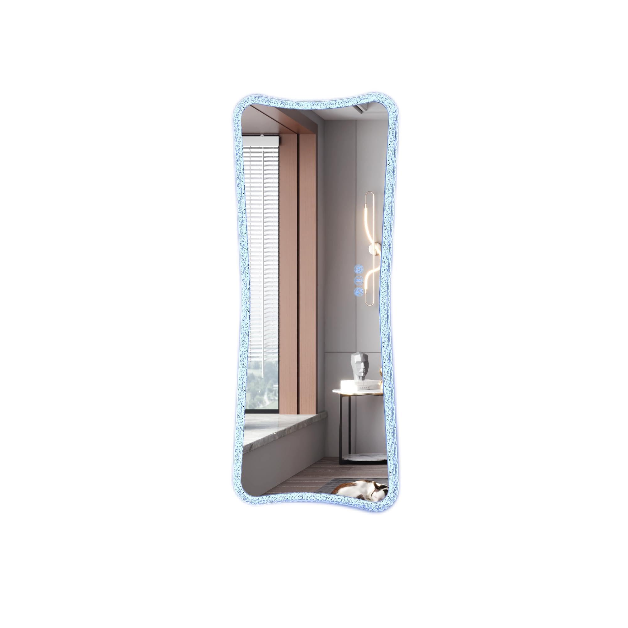 OUTDOOR DOIT LED Full Length Body Mirror: Hanging Mirror for Door with Memory, 47''x19'' HD Explosion-Proof Wall Mounted Mirror with RGB Lights, Wall Dressing Mirror for Bedroom/Living Room/Bathroom