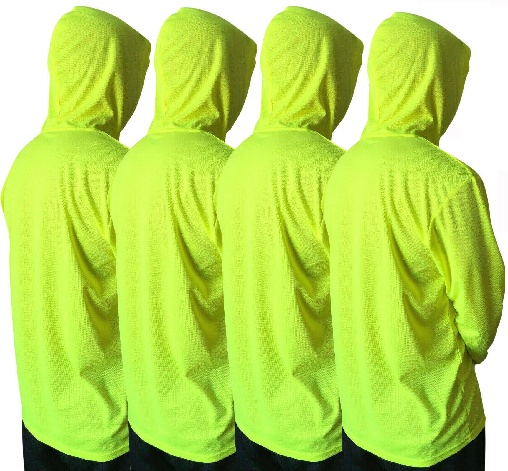 Men UPF 50+ Sun Protection Breathable T Shirt Long Sleeve Workout T-Shirts with Hood (as1, Alpha, m, Regular, Regular, 4Pcs Neon Yellow)