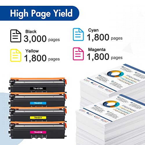 TN431 TN-431 Toner Cartridge Compatible Replacement for Brother TN431BK TN431C TN431M TN431Y TN431 TN-431 for Brother HL-L8360CDW MFC-L8900CDW HL-L8260CDW MFC-L8610CDW HL-L8360CDWT Printer