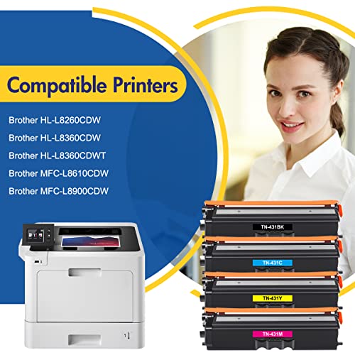 TN431 TN-431 Toner Cartridge Compatible Replacement for Brother TN431BK TN431C TN431M TN431Y TN431 TN-431 for Brother HL-L8360CDW MFC-L8900CDW HL-L8260CDW MFC-L8610CDW HL-L8360CDWT Printer
