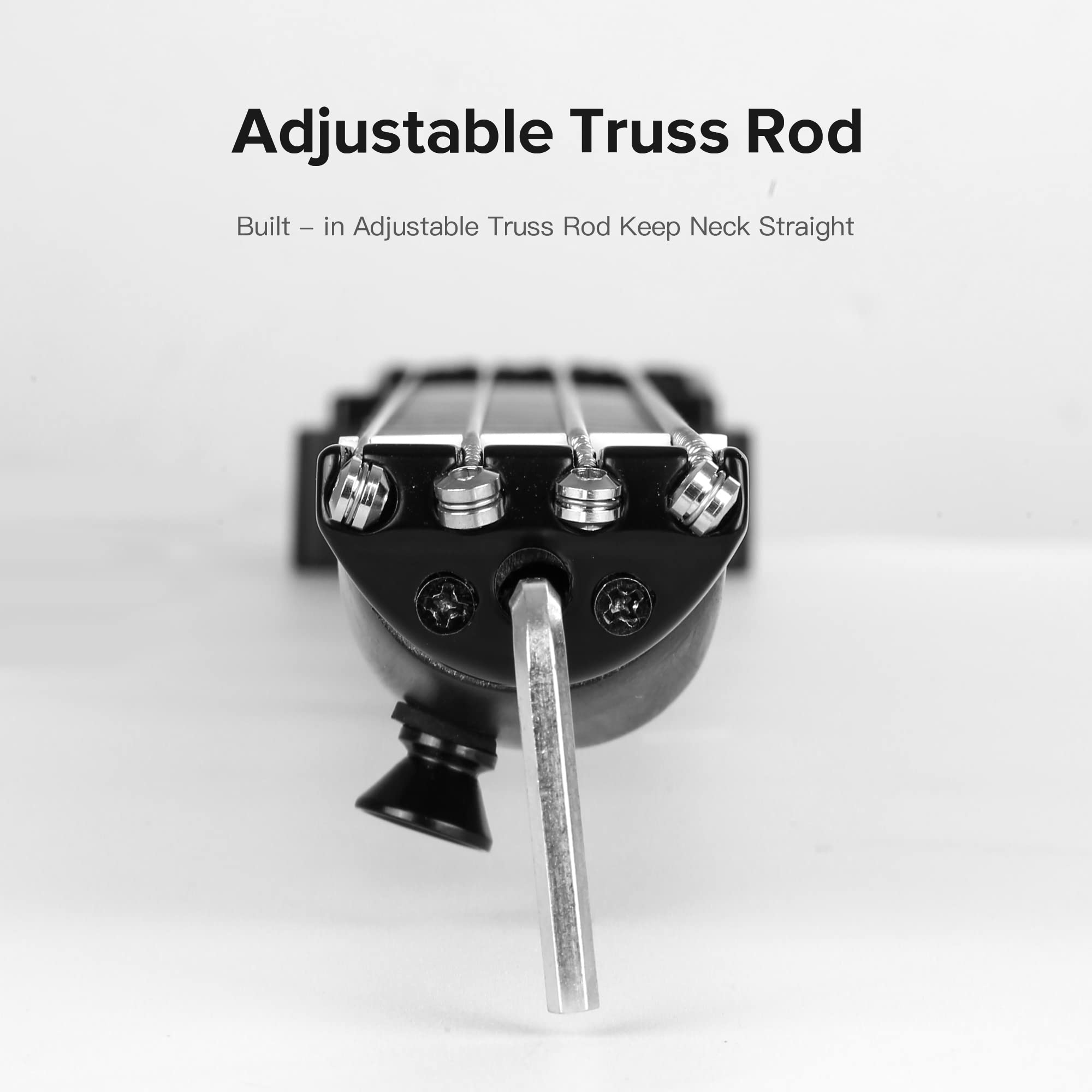 Travel Bass Guitar Electric, Headless Electric Bass Guitar 4 Strings with Gigbag & Truss Road