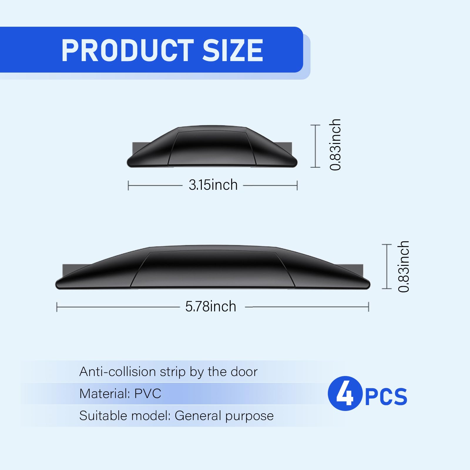 Jawmoy 4 PCS Car Door Anti-Collision Strip, Rearview Anti-Impact Sticker, Door Protection Decorative Covers, Universal Car Side Door Edge Protector (Black)