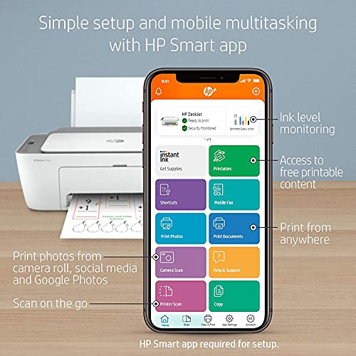 H-P DeskJet All-in-One Wireless Color Inkjet Printer, Print, Copy, Scan, Wireless USB Connectivity Mobile Printing with Bools Printer Cable
