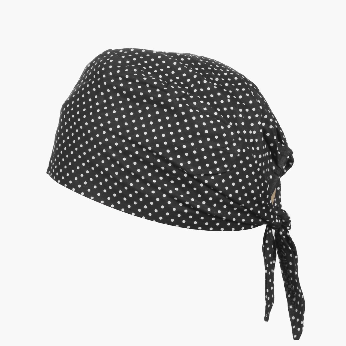BISMAADH Bamboo Cotton Polka Dot Printed Patka Durag Headcover Skull Cap (Black)