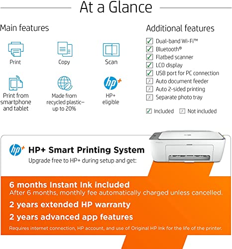 H-P DeskJet All-in-One Wireless Color Inkjet Printer, Print, Copy, Scan, Wireless USB Connectivity Mobile Printing with Bools Printer Cable