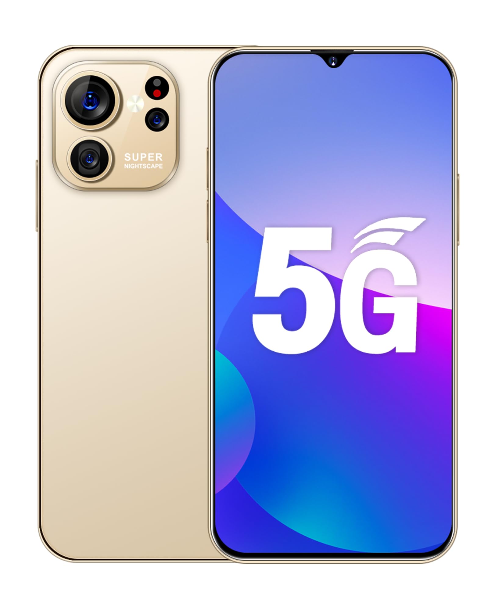 ExAchat 5G Unlocked Cell Phones with Headphones & Capacitive Pen, Face ID Android 13 Phone, 6.6" HD+ Display 90HzD 24+64 MP 5500mAh Massive Battery Smartphone 4G+128GB Dual Sim TF Card Gold