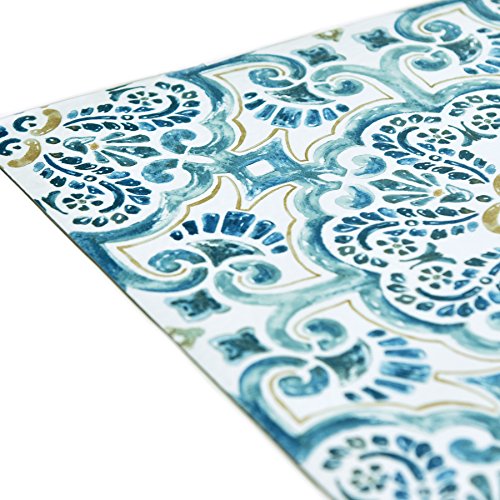 FloorPops FP2477 Fontaine Peel & Stick Floor Tiles, Blue (Pack of 2)