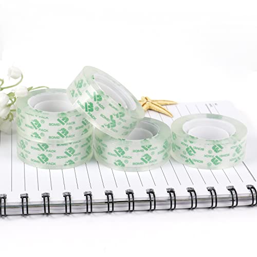 Crystal Clear Transparent Tape Refills Rolls for Dispenser, 24 Rolls Value Pack, 3/4 in x 1000 in,1 inch Core, Gift Wrapping Tape for Office, School and Home, BOMEI PACK