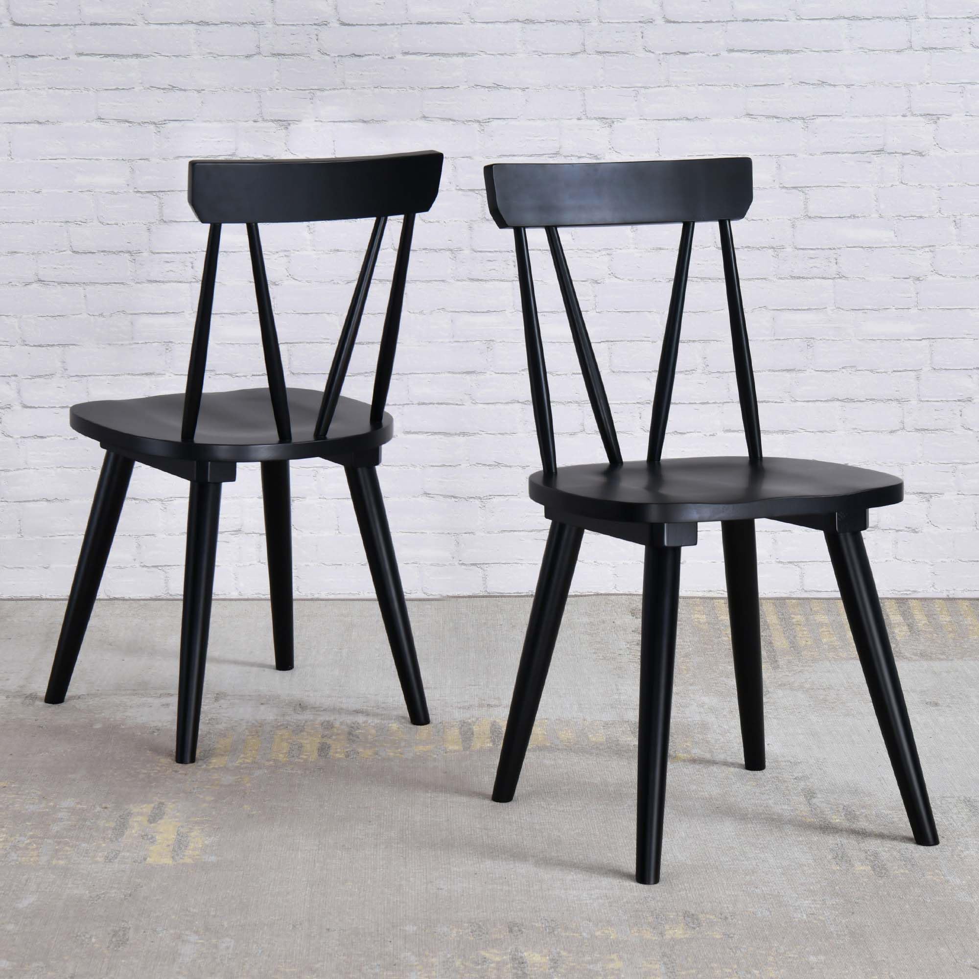 DUHOME Black Dining Chairs Set of 2,Wood Kitchen Chairs for Dining Room,Farmhouse,Rubberwood