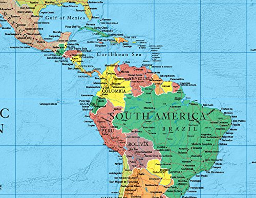 30x48 World Wall Map by Smithsonian Journeys - Blue Ocean Edition (30x48 Laminated)