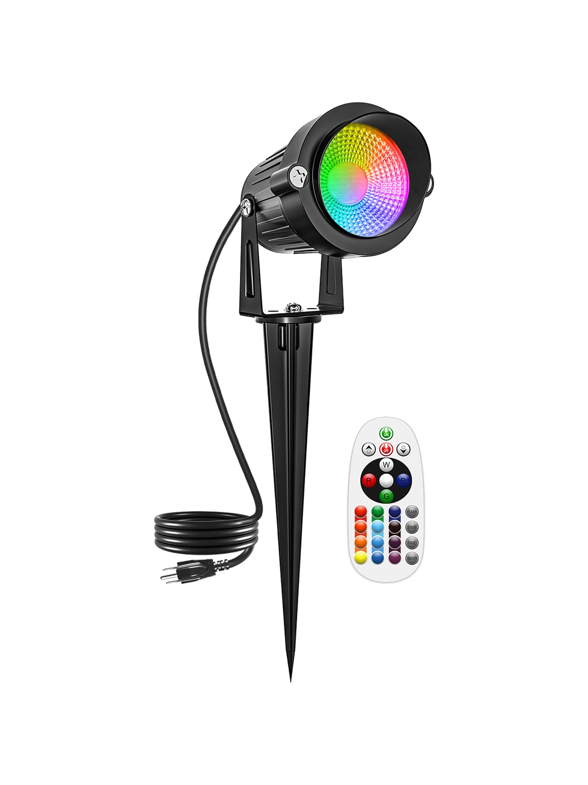 DOREIO Halloween RGBW Outdoor Spotlights for Yard,10W Color Changing Landscape Lights with Remote Control 120V LED Landscape Lighting Waterproof Spotlight with Plug Tree Garden Path Decoration (1Pack)