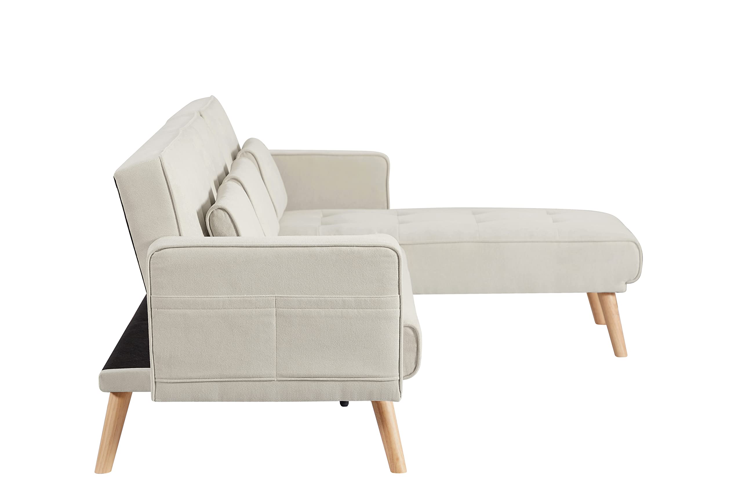 Eafurn L-Shaped Convertible Sectional Sofa with Chaise Lounge and Adjustable Spilt Backrest,3 Seater Soft Velvet Sleeper Couch Bed with Wooden Legs,Tufted Corner Sofa & Couch with Throw Pillows