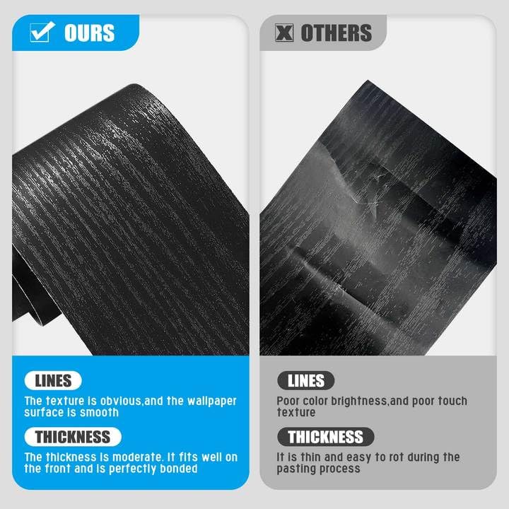 Nirvany 13 Yard Black Wood Grain Wallpaper Border Removable PVC Waterproof Peel and Stick Wallpaper,Bathroom Mirror Frame Border Sticker Wall Decor 3.93'' x 472''