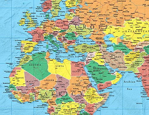 30x48 World Wall Map by Smithsonian Journeys - Blue Ocean Edition (30x48 Laminated)