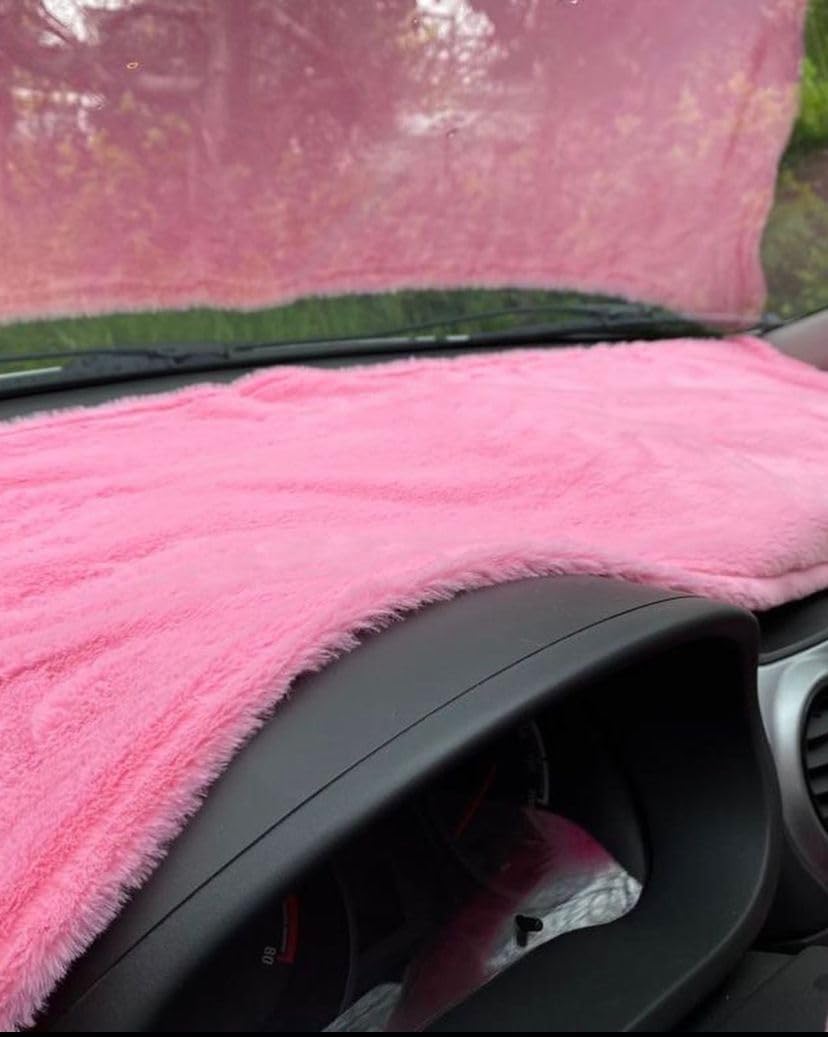 Soft Furry Plush Car Dashboard Dash Protector Dash Mat Sun Cover Pad Carpet Candy red 150x40cm, Pink Car Accesories for Women (Pink)