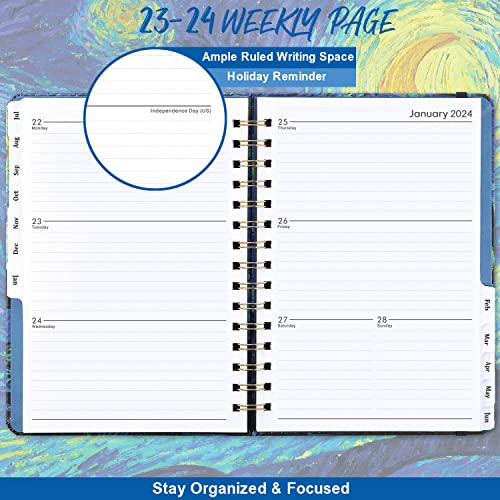 2023-2024 Planner – Jul.2023 - Jun.2024, Weekly & Monthly Academic Planner 2023-2024, with Tabs, 6.4" x 8.5", Hardcover, Strong Binding, Thick Paper, Back Pocket, Elastic Closure, Inner Pocket