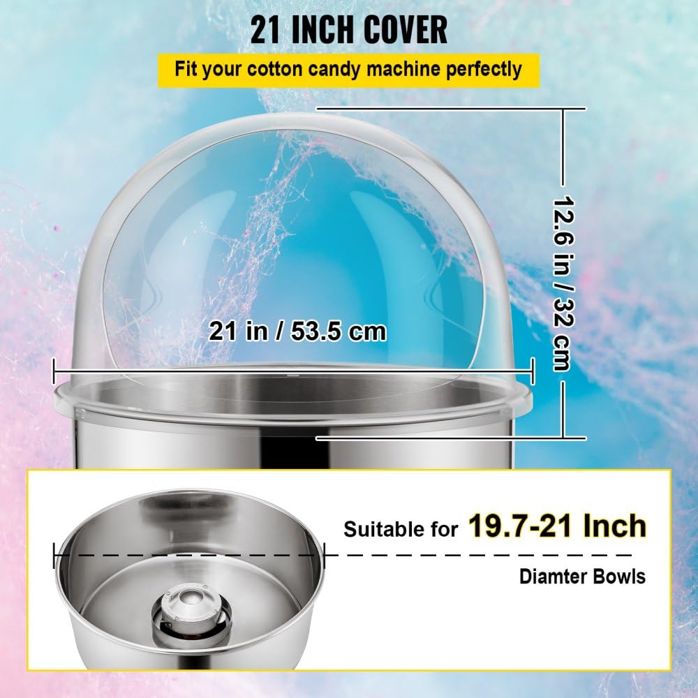Clear Plastic Bubble Shield for Commercial Cotton Candy Machine - 20.5 Inch Cover