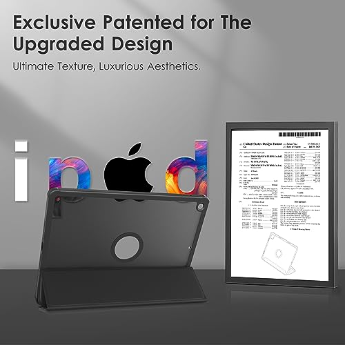 DTTOCASE Case for iPad 9th / 8th / 7th Generation 10.2 inch Released in 2021/2020/2019, Matte Slim Hard Back, Soft TPU Frame, Pencil Holder and Auto Sleep/Wake Cover for iPad 9/8/7 Gen - Black