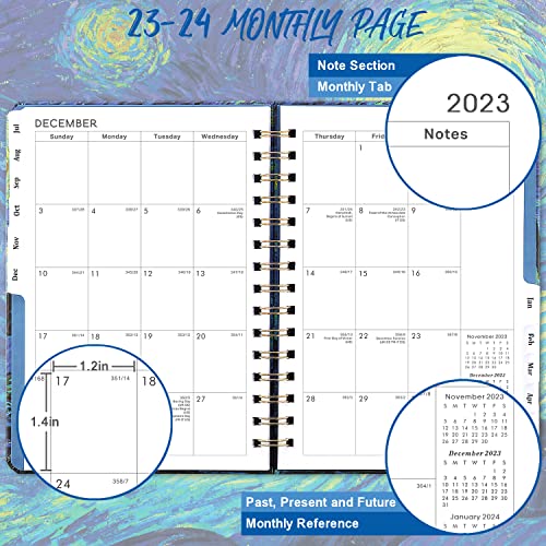 2023-2024 Planner – Jul.2023 - Jun.2024, Weekly & Monthly Academic Planner 2023-2024, with Tabs, 6.4" x 8.5", Hardcover, Strong Binding, Thick Paper, Back Pocket, Elastic Closure, Inner Pocket