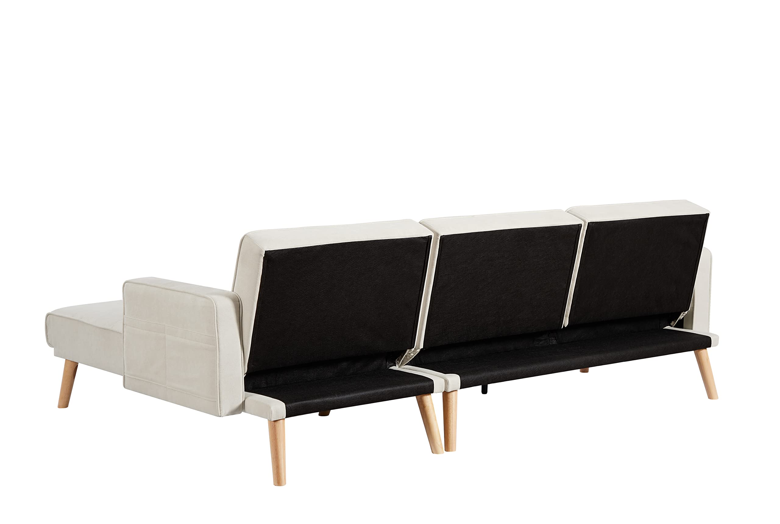 Eafurn L-Shaped Convertible Sectional Sofa with Chaise Lounge and Adjustable Spilt Backrest,3 Seater Soft Velvet Sleeper Couch Bed with Wooden Legs,Tufted Corner Sofa & Couch with Throw Pillows