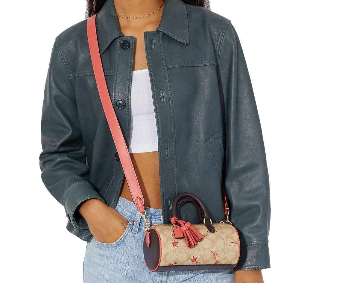 COACH Women's Lacey Crossbody in Signature Canvas (Signature Heart Star - Light Khaki Multi)