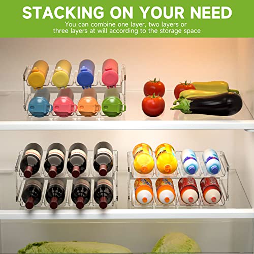 ZIJUND Water Bottle Organizer for Cabinet, 2 Pack Stackable Plastic Water Bottle Holder, Wine Racks for Kitchen Pantry Organization and Storage, Holds 8 Bottles