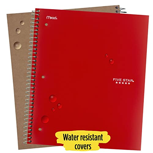 Five Star Spiral Notebooks, 3-Subject, College Ruled Paper, 11" x 8-1/2", 150 Sheets, Black, White, & Red (73393)