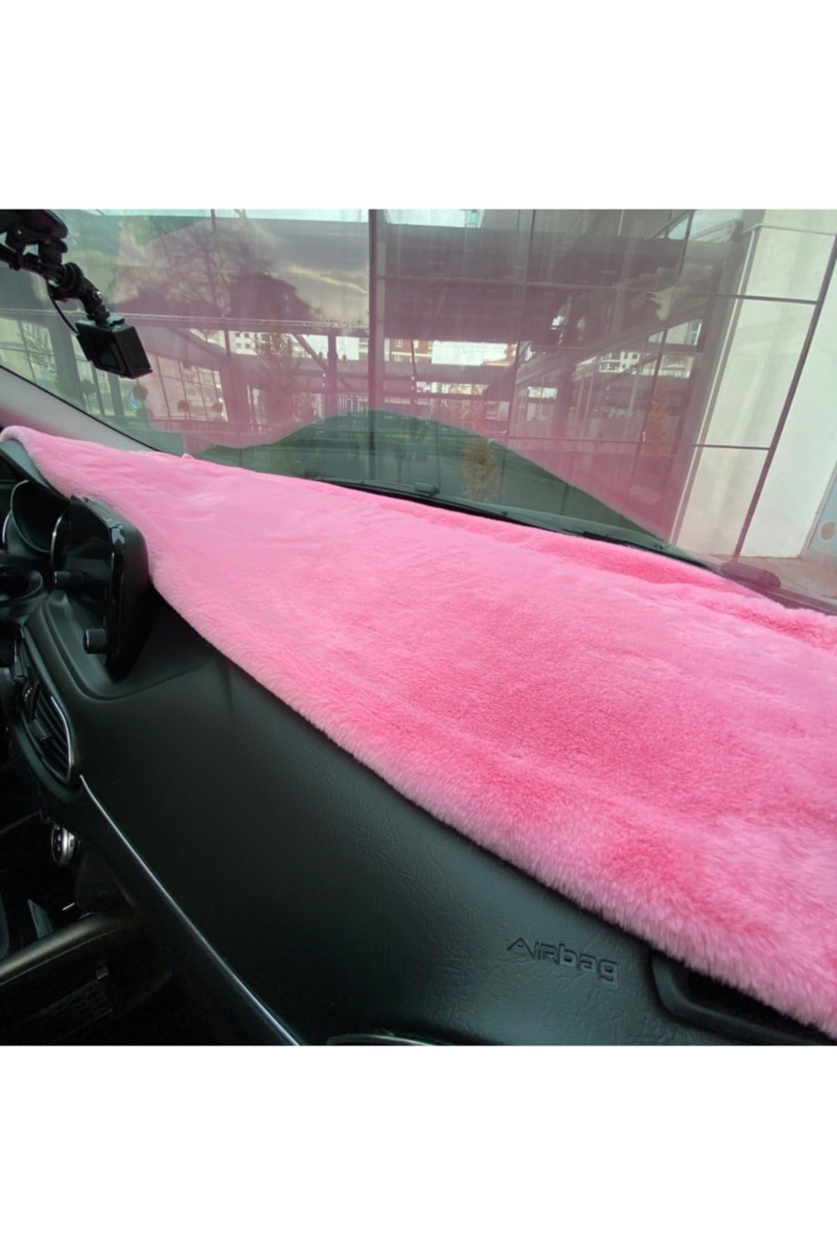 Soft Furry Plush Car Dashboard Dash Protector Dash Mat Sun Cover Pad Carpet Candy red 150x40cm, Pink Car Accesories for Women (Pink)
