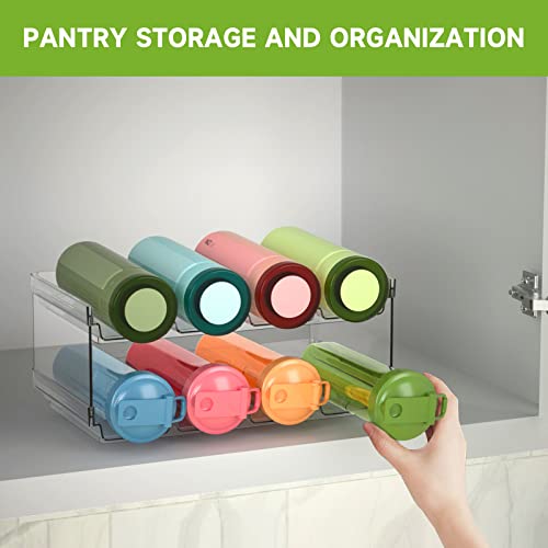 ZIJUND Water Bottle Organizer for Cabinet, 2 Pack Stackable Plastic Water Bottle Holder, Wine Racks for Kitchen Pantry Organization and Storage, Holds 8 Bottles