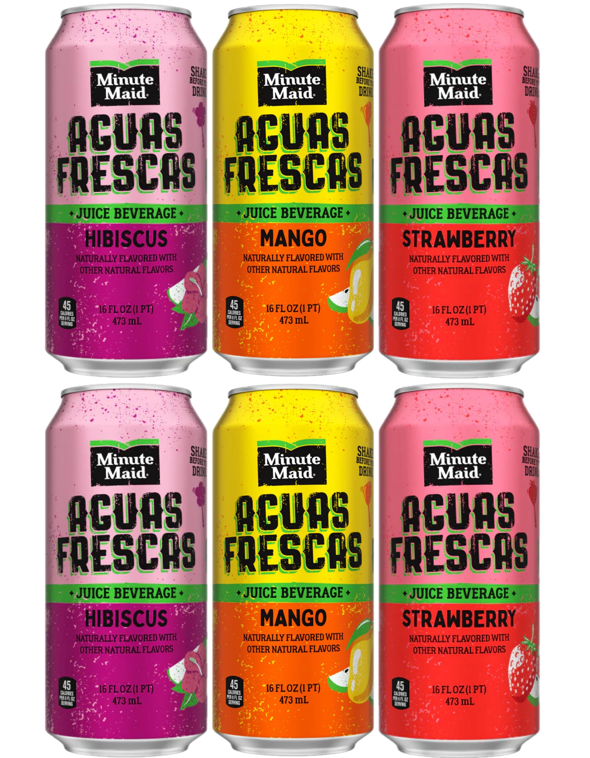 Minute Maid Aguas Frescas Juice Beverage, 16oz Cans, Pack of 6 (Variety Pack)