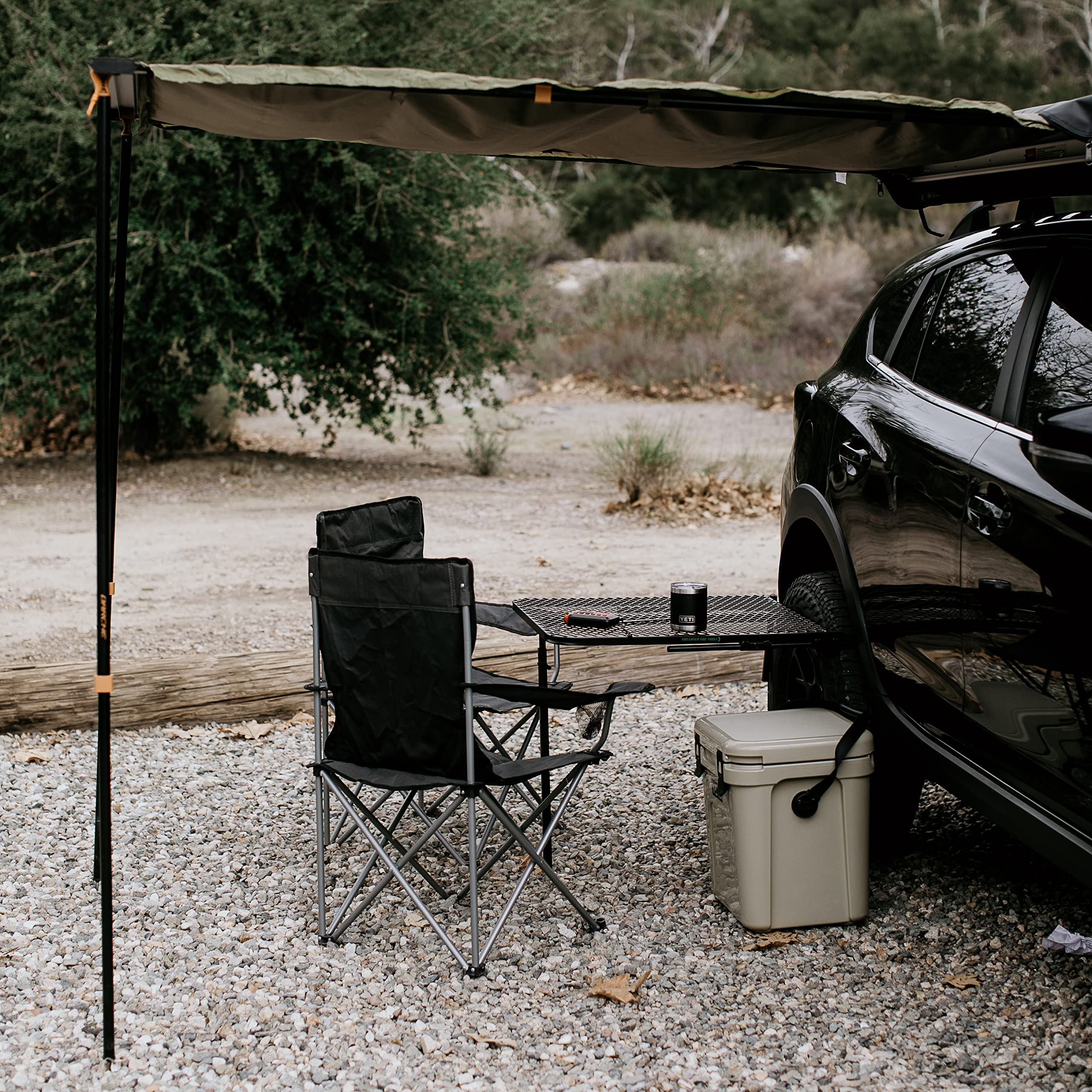 Tire Table Camping Table, Standard (29" x 23" x 1.5"), Black (Aluminum) and Flame King YSN5LB 5 Pound Propane Tank Cylinder, Great for Portable Grills, Fire Pits, Heaters and Overlanding, White