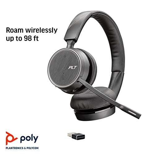 Plantronics - Voyager 4220 UC USB-C (Poly) - Bluetooth Dual-Ear (Stereo) Headset - Connect to PC, Mac, & Desk Phone - Noise Canceling - Works with Teams, Zoom & more
