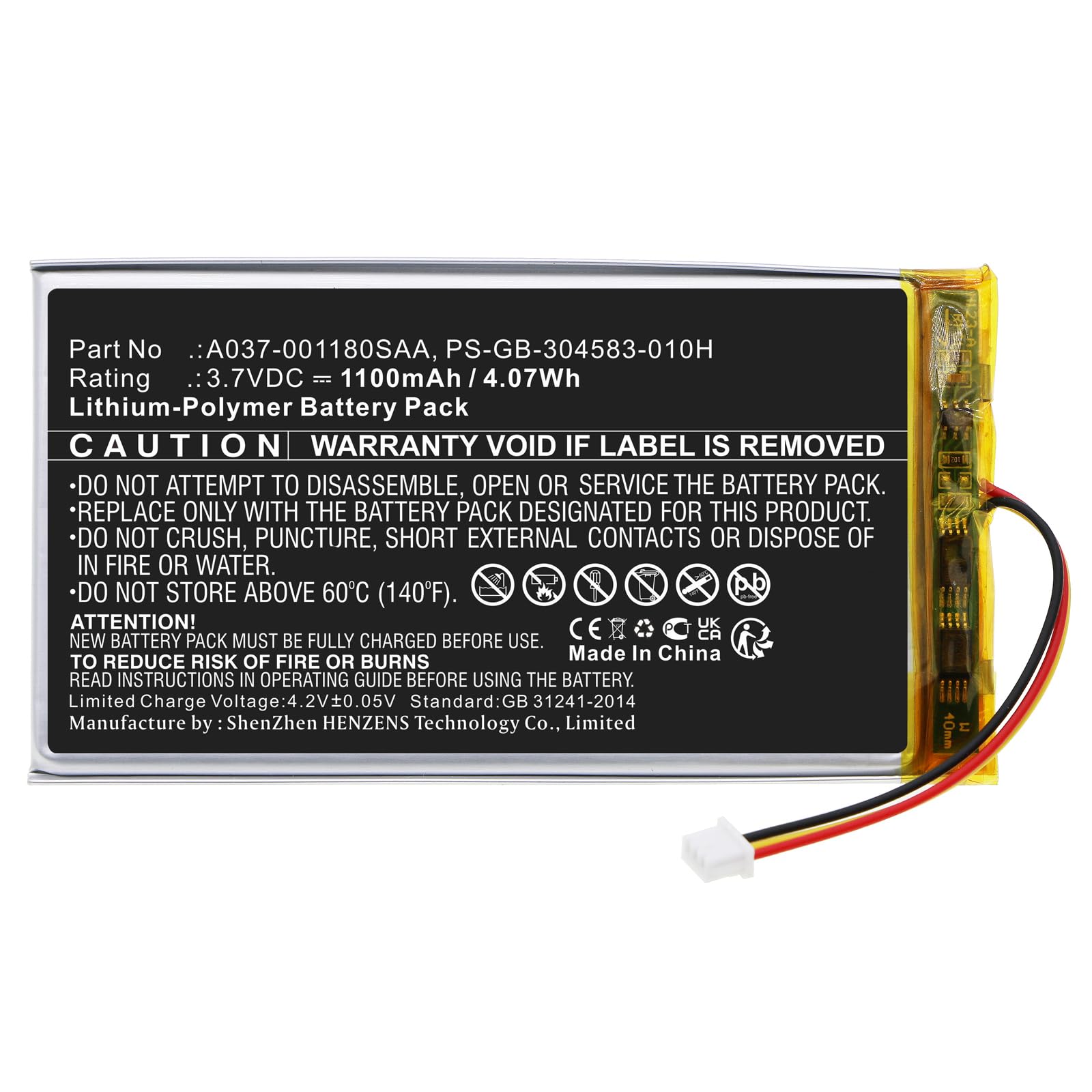 Synergy Digital Credit Card Reader Battery, Compatible with SumUp 3G Credit Card Reader, (Li-Pol, 3.7V, 1100mAh) Ultra High Capacity, Replacement for SumUp A037-001180SAA Battery