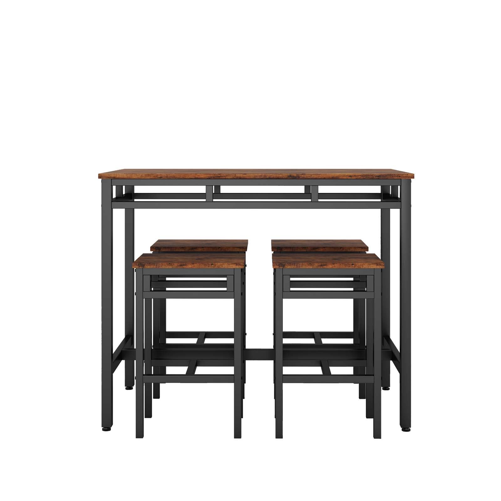 Heliosphere 5 Piece Bar Table Set, Modern Counter Height Dining Table and Chairs Set for 4, Wood Kitchen Table and 4 Bar Stools for Small Spaces, Apartment, Pub, Dining Room