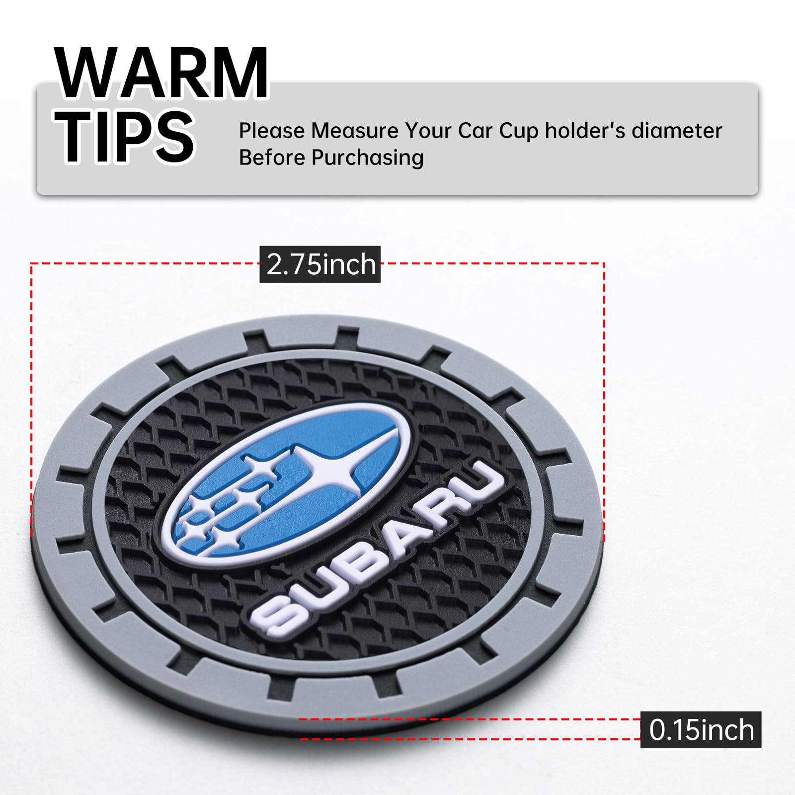 Tinemin Car Cup Coaster, 2PCS Universal Non-Slip Cup Holders, Compatible with Subaru Series Car Cup Holder Coasters,Car Drink Coaster Holder Accessory, Black