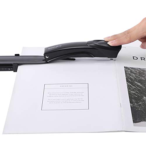 Craftinova Long Reach Stapler,Include 2000 Staples. Full Strip,20-25 Sheet Capacity,with Built-in Ruler and Adjustable Locking Paper Guide, Black