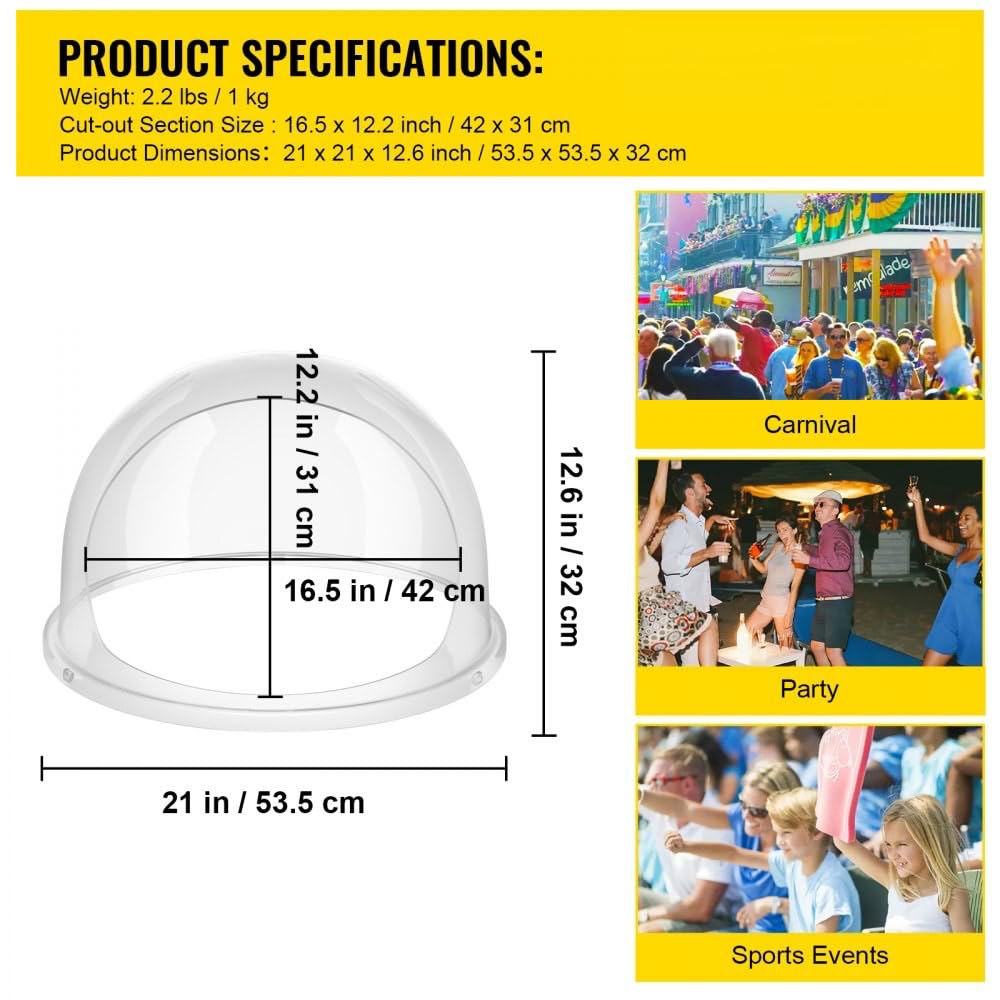 Clear Plastic Bubble Shield for Commercial Cotton Candy Machine - 20.5 Inch Cover
