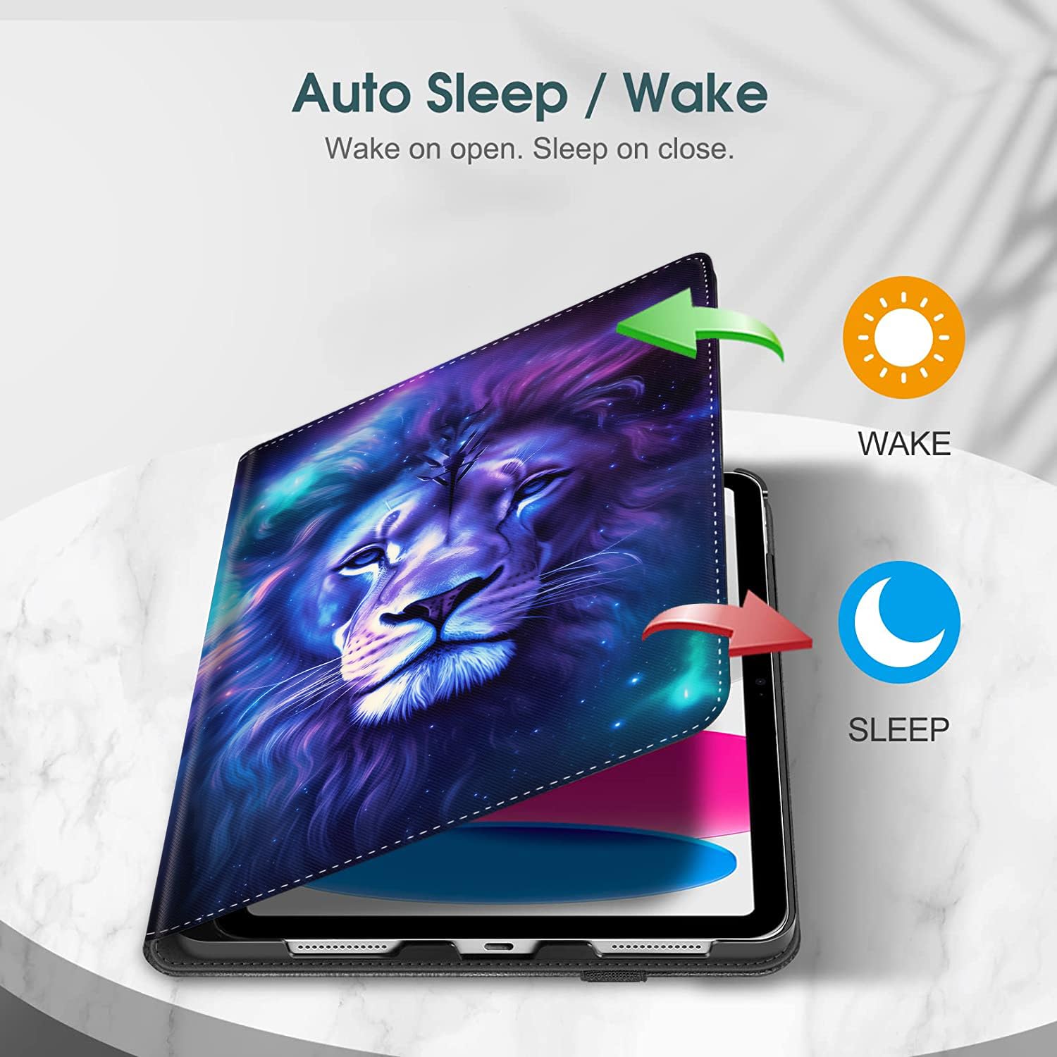 Case for Samsung Galaxy Tab A 10.1 Inch 2016 Tablet (SM-T580/T585, No Pen Version), Multi-Angle Smart Stand Cover Auto Sleep/Wake for Galaxy Tab A 10.1 2016,Lion
