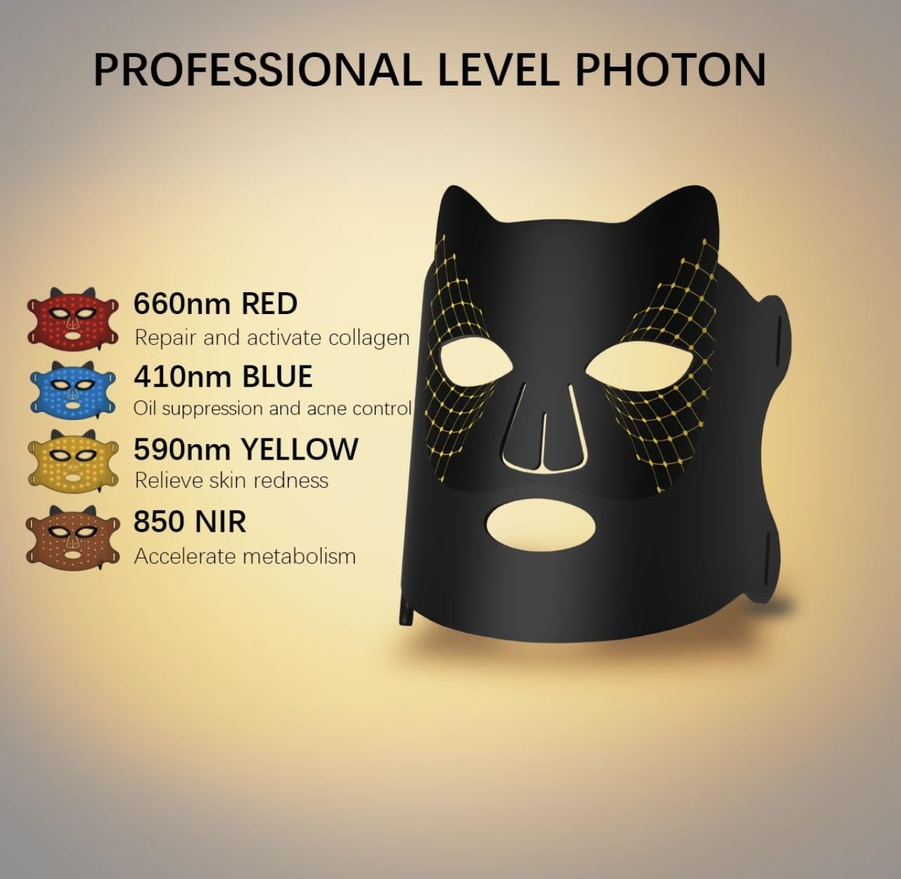 ReNew You Essentials Red Light Therapy For Face, multiple colors LED Face Mask Light Therapy, Red Light Therapy Mask Skin Care At Home Use