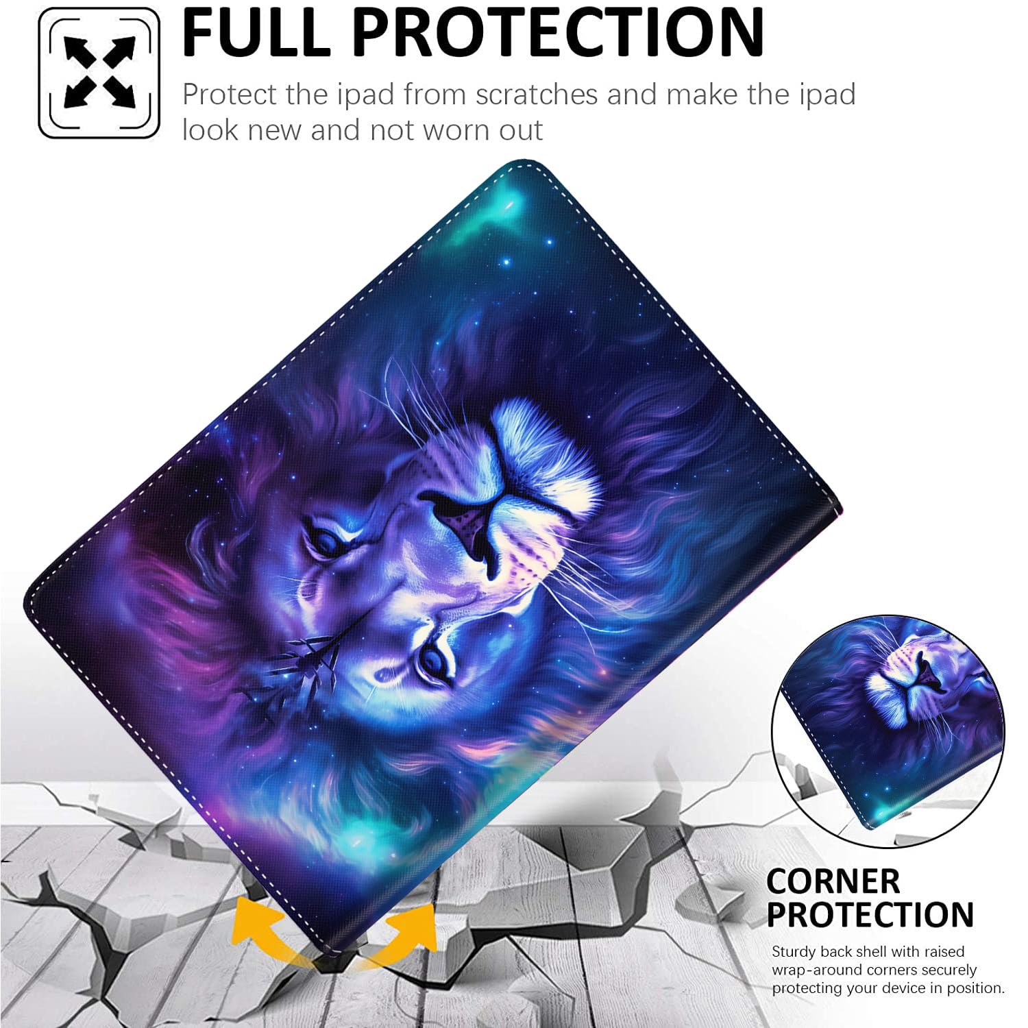 Case for Samsung Galaxy Tab A 10.1 Inch 2016 Tablet (SM-T580/T585, No Pen Version), Multi-Angle Smart Stand Cover Auto Sleep/Wake for Galaxy Tab A 10.1 2016,Lion