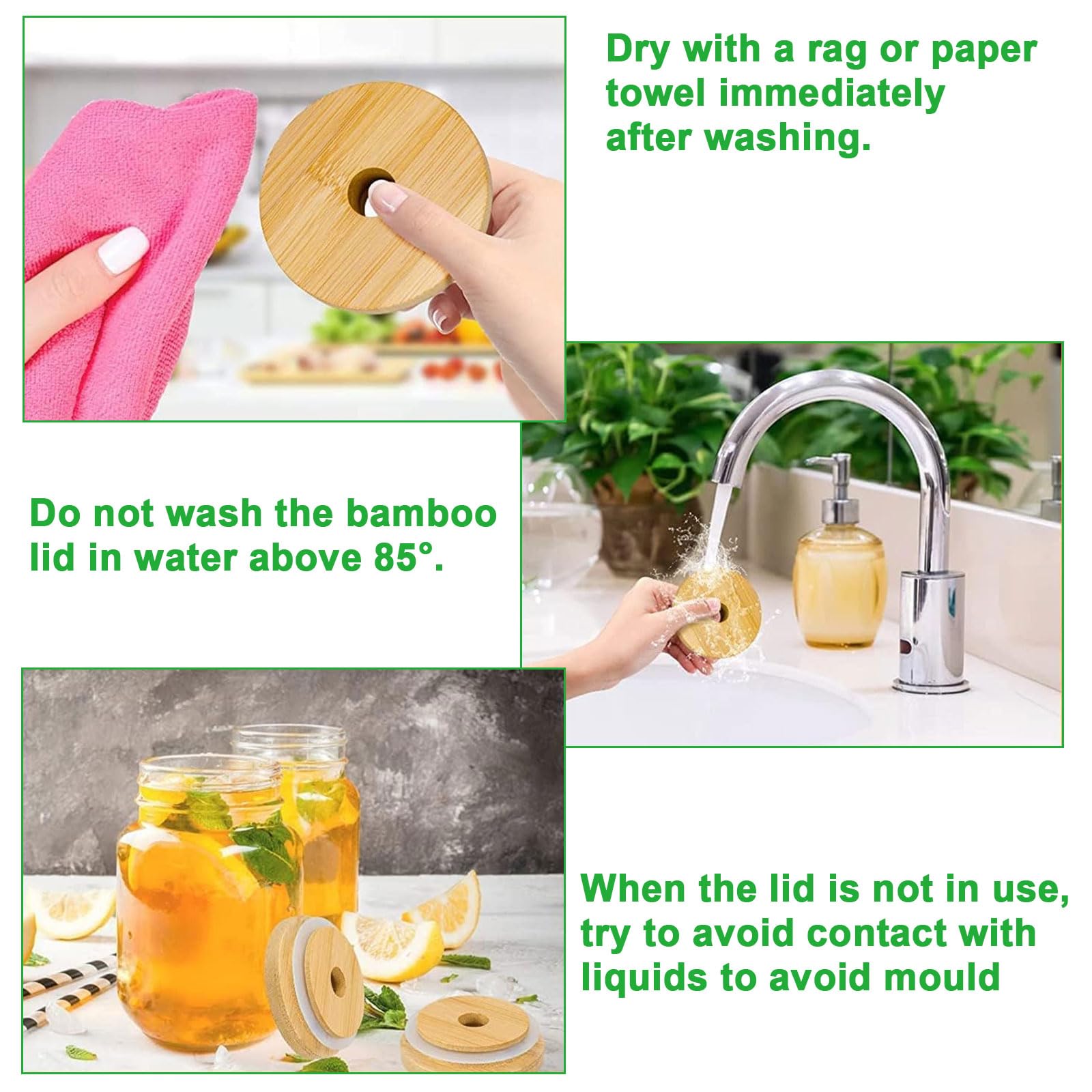 MIVIDE 16 Pack Bamboo Lids for Beer Can Glass, Leakproof Reusable Jar Lids with Straw Hole, 70mm Natural Wooden Bamboo Lids for Mugs and Jars