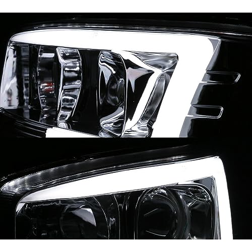 HH Building 2pcs Headlight Front Left Right Driver Passenger Side Clear Lens Chrome Housing LED Tube Projector Headlights 5_444-CDE00V2-LB-C A7799C0B3999C0B3903C_1999_2000_2001_2002_A18 GM2801186