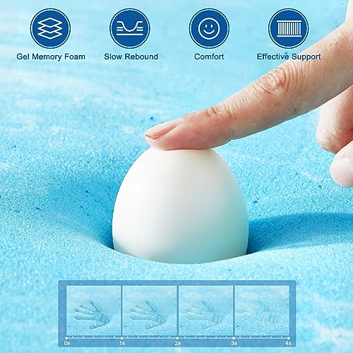 bedluxury 3 Inch Queen Mattress Topper, Gel Memory Foam for Pressure Relief, Bed Topper Queen Size, Cooling Mattress Pad, CertiPUR-US Certified, Soft & Breathable,3 Inch(sky Blue)