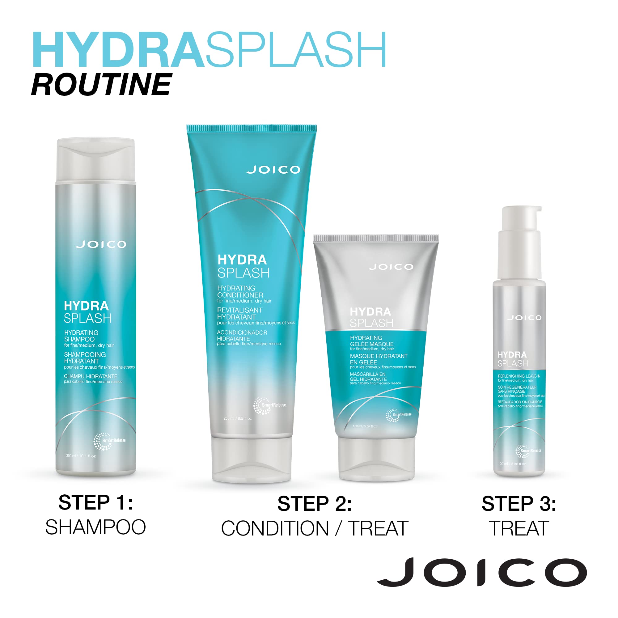 Joico HydraSplash Hydrating Shampoo and Conditioner| For Fine, Medium, Dry Hair | Replenish Moisture | Add Hydration & Softness | With Sea Kelp & Coconut Water |